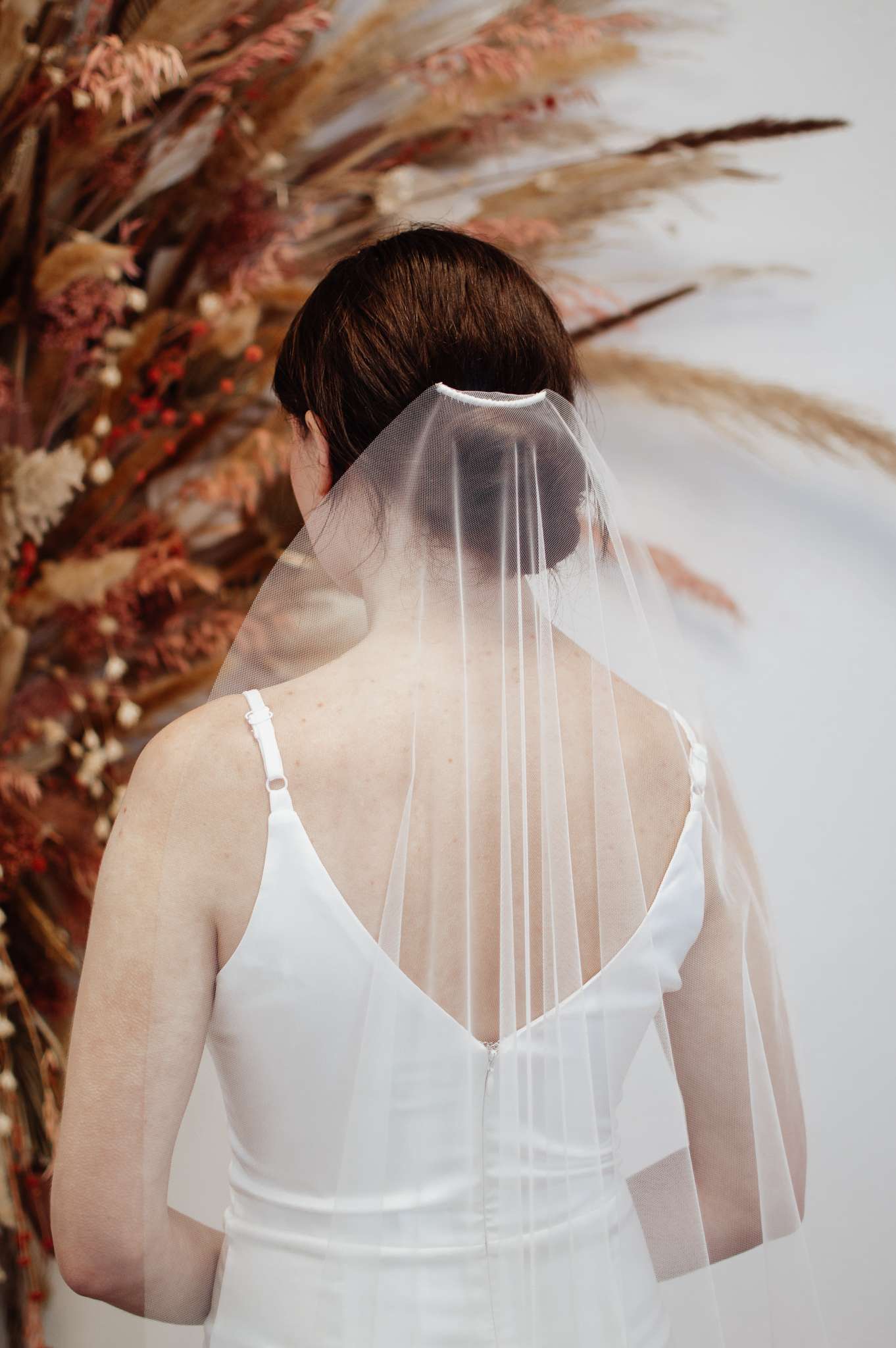 Lacey - two layer chapel length veil with a narrow lace edge